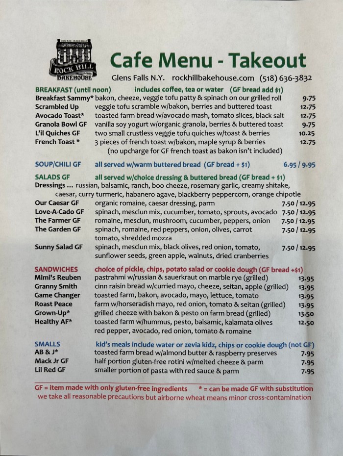 Menu – Rock Hill Bakehouse & Cafe